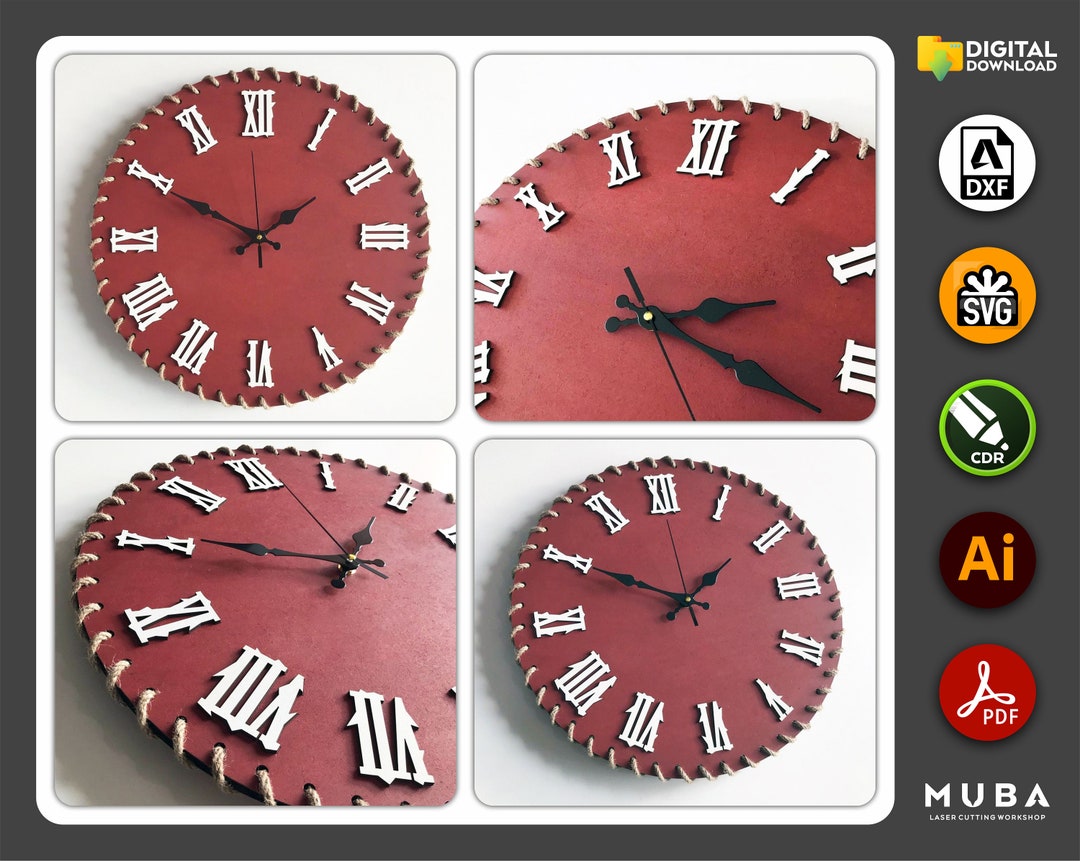 Wall Clock SVG, Watch Models, Wall Decor Clocks, DXF Files for Laser ...