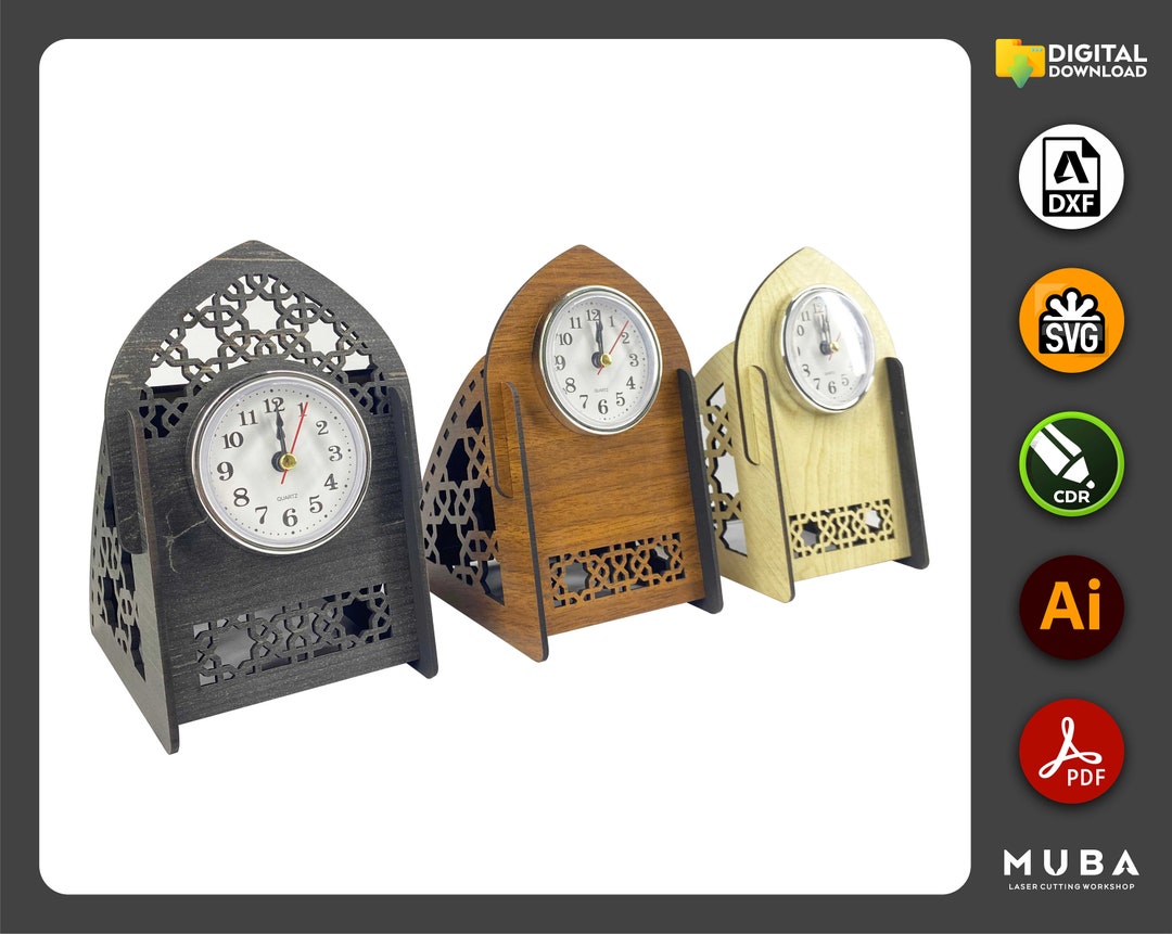 3 Models Desk Clock, Office Product, Co-worker Gift, Laser Cut File ...
