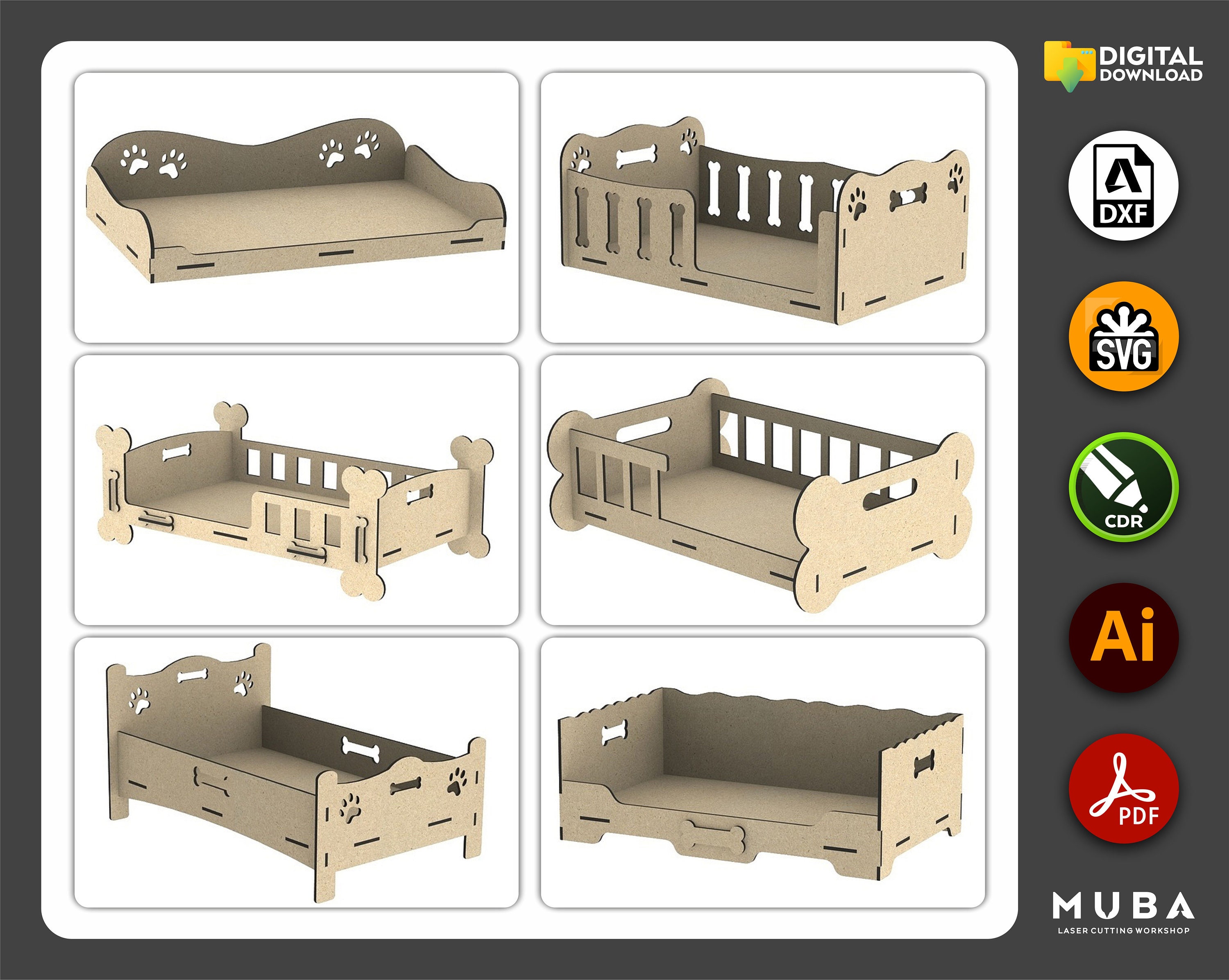 Dog Bed Dxf, Animals Bed Svg, Laser Cut Files, Pets Bed, Cnc Router ...