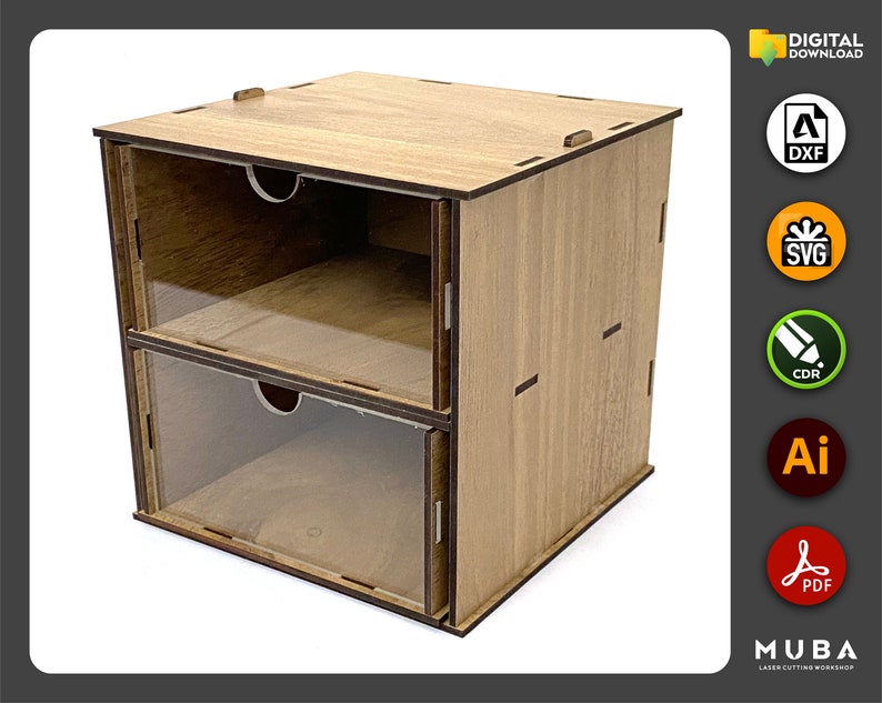 Laser Cut Desktop Organizer SVG Hobby Storage Box Drawer - Etsy