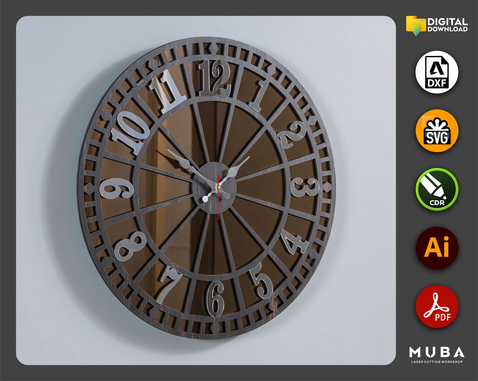 Wall Clock SVG, Watch Models, Wall Decor Clocks, SVG Files for Laser ...