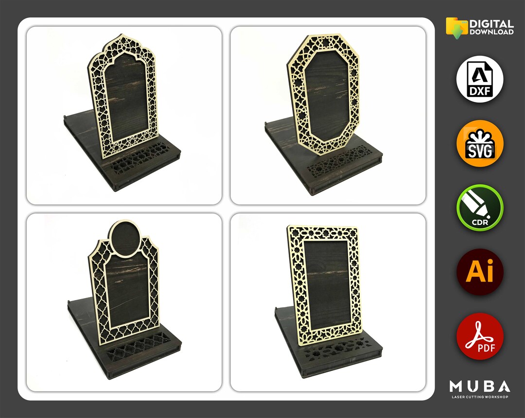 4 Models Laser Cut Boxed Award, Plaque Stand, Svg, Dxf, Pdf, Ai, Laser ...