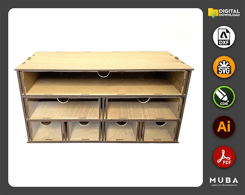 Laser Cut Desktop Organizer SVG, Hobby Storage Box, Drawer Organizer ...