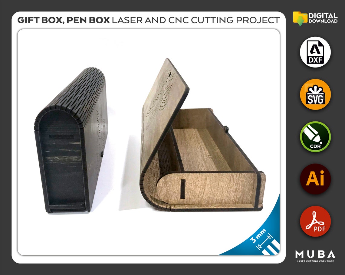 Wooden Pen Box Gift Jewellery Box Laser Cut File CNC - Etsy