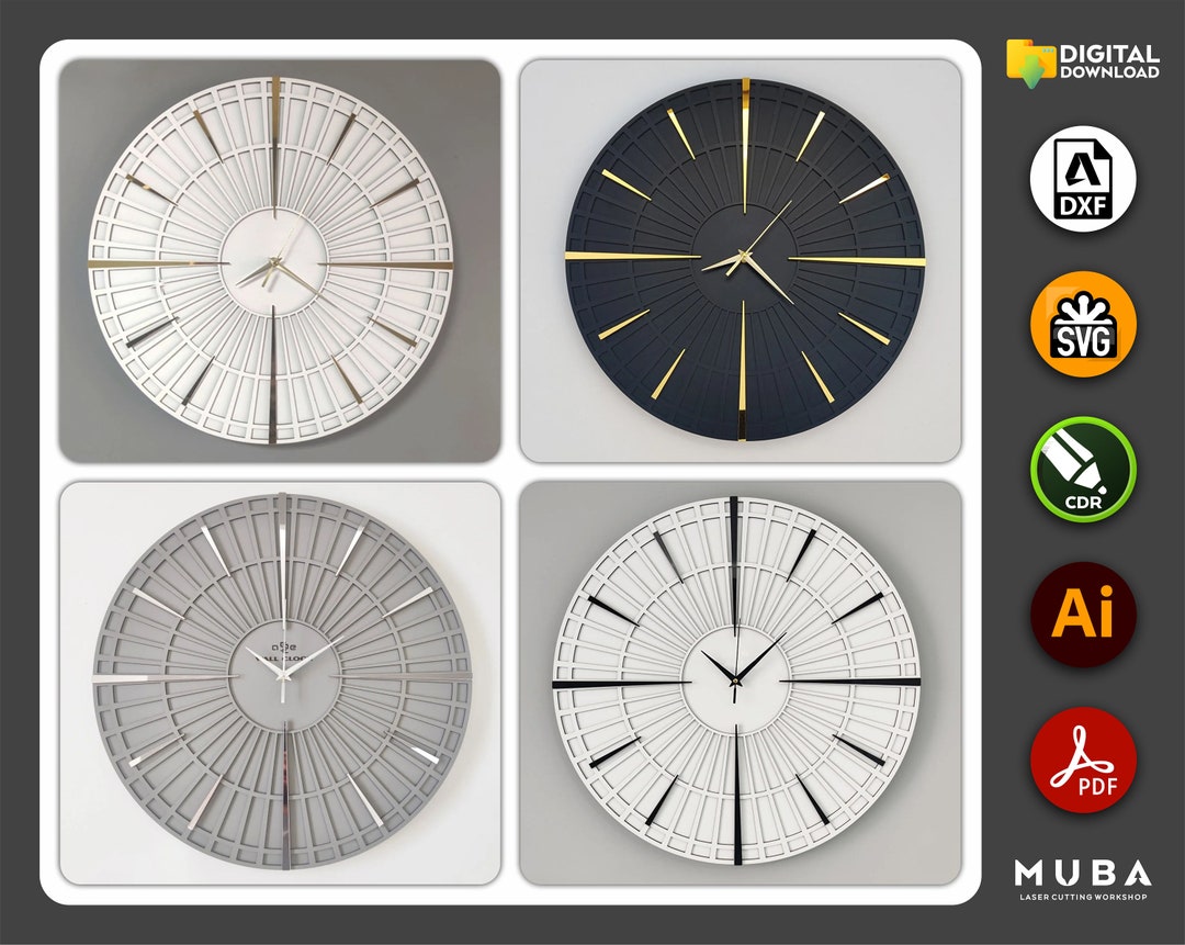 Wall Clock SVG, Watch Models, Wall Decor Clocks, SVG Files for Laser ...