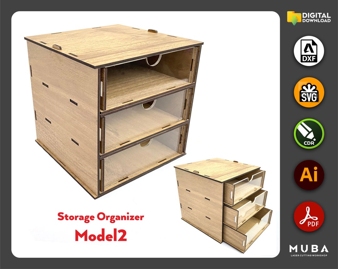 Laser Cut Desktop Organizer SVG, Hobby Storage Box, Drawer Organizer ...