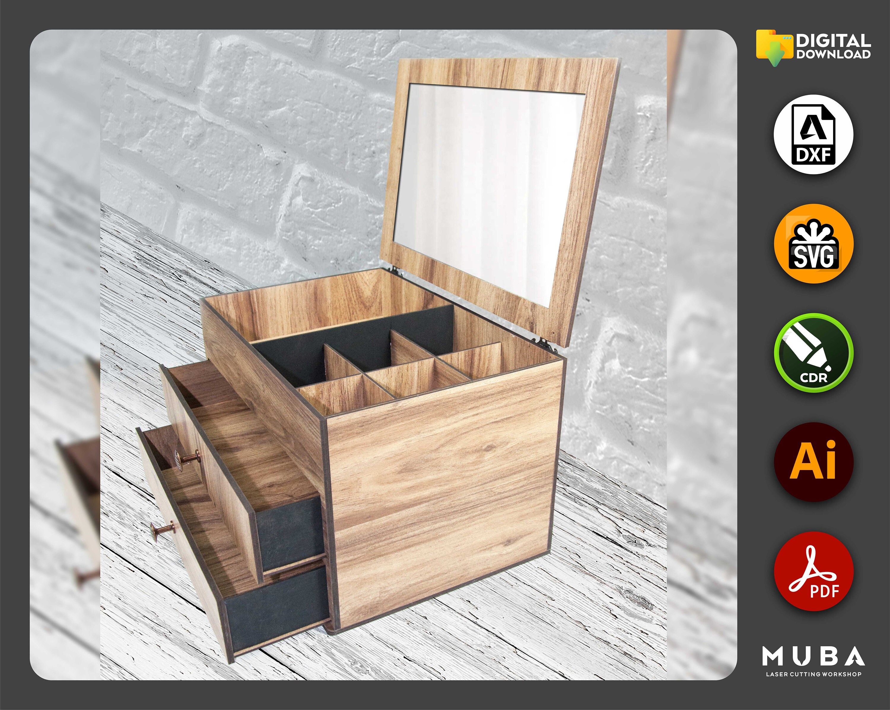 Wooden Jewellery Box, Jewellery Organizer, Makeup Box, Keepsake Box ...