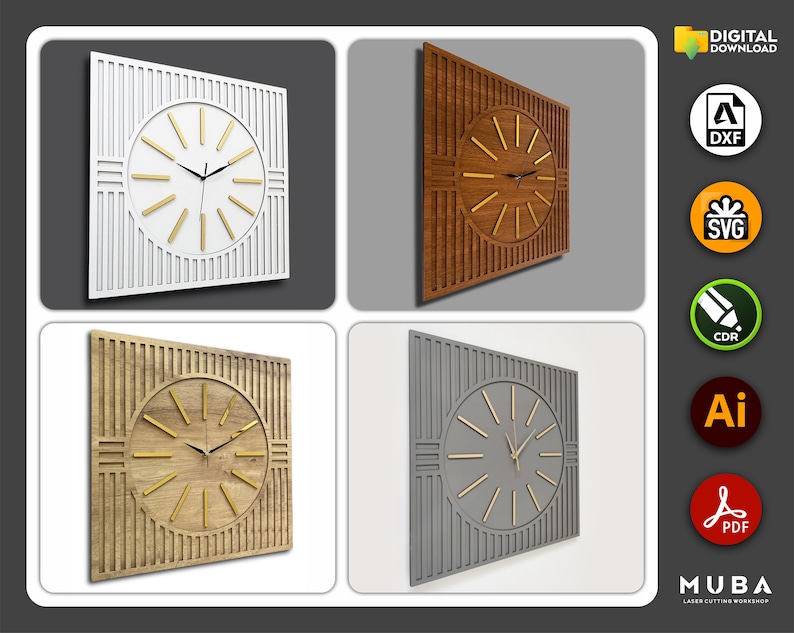 Wall Clock SVG Watch Models Wall Decor Clocks DXF Files for - Etsy