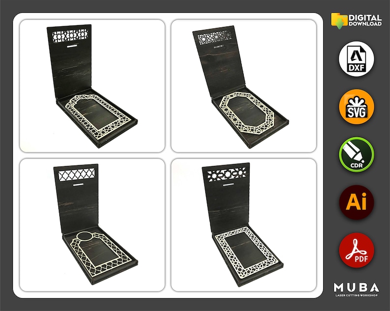 4 Models Laser Cut Boxed Award, Plaque Stand, Svg, Dxf, Pdf, Ai, Laser ...