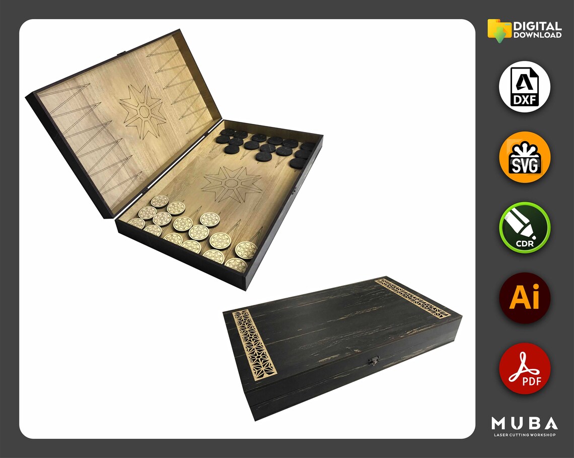 Laser Cut Backgammon Game Board Game Table Game Svg Dxf Pdf - Etsy
