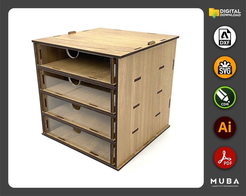 Laser Cut Desktop Organizer SVG Hobby Storage Box Drawer - Etsy