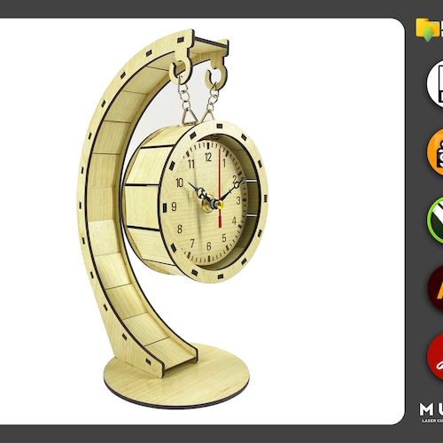 Wall Clock SVG Cut File Multilayer Vector Templates Cnc - Etsy