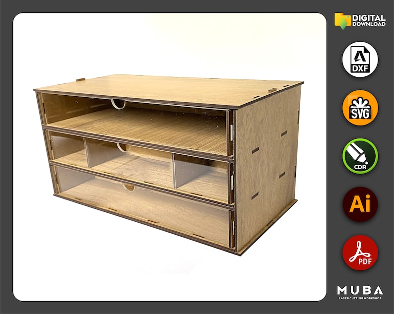 Laser Cut Desktop Organizer SVG Hobby Storage Box Drawer - Etsy