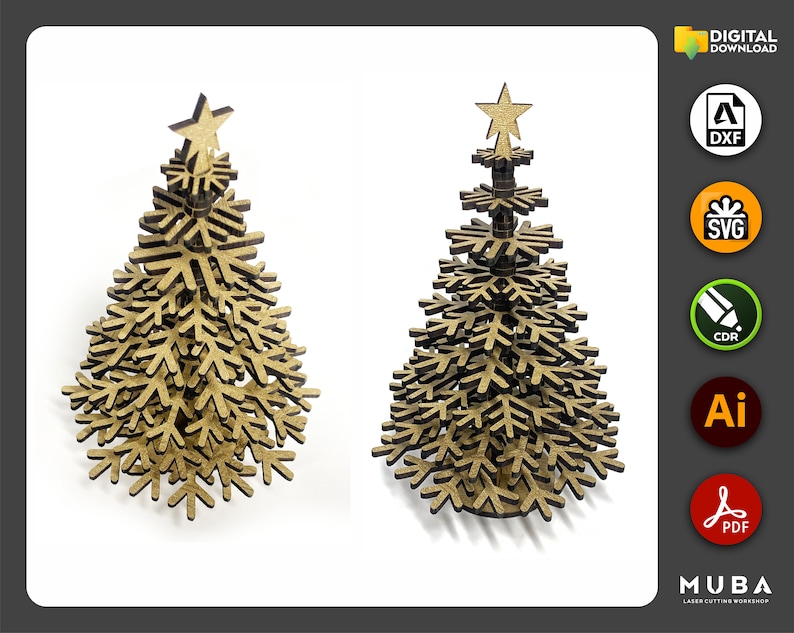 4 Models Christmas Tree SVG Christmas Tree Laser Cut SVG - Etsy