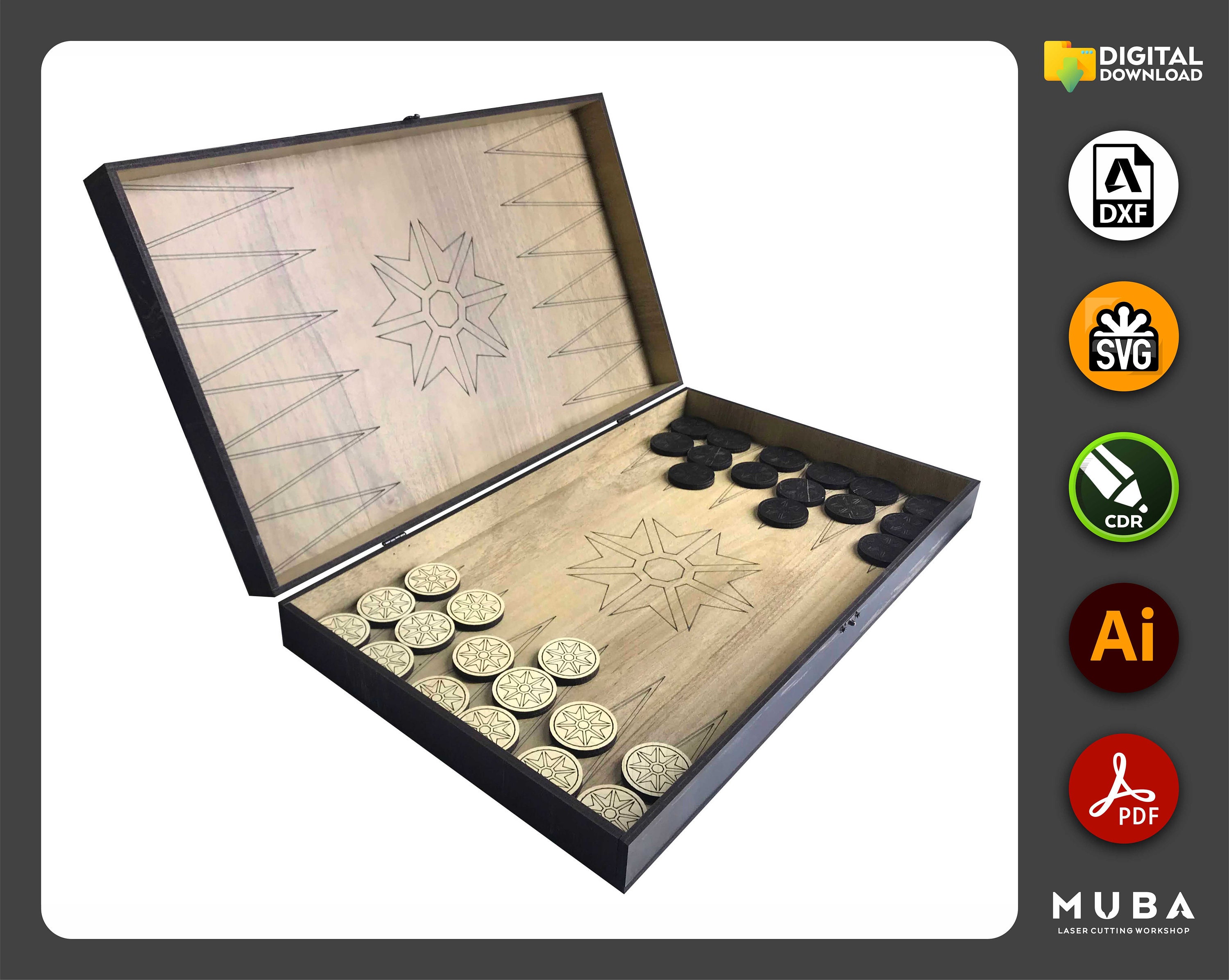 Laser Cut Backgammon Game Board Game Table Game Svg Dxf - Etsy