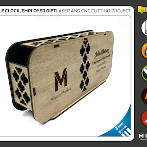 Wooden Table Clock, Employer Gift, Personalized, 3mm, Digital File, CNC ...