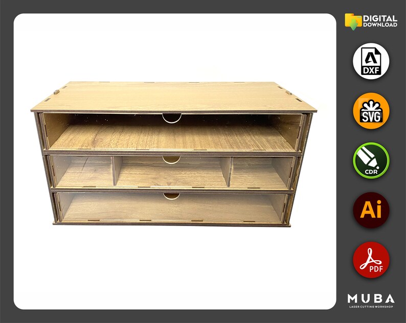 Laser Cut Desktop Organizer SVG Hobby Storage Box Drawer - Etsy