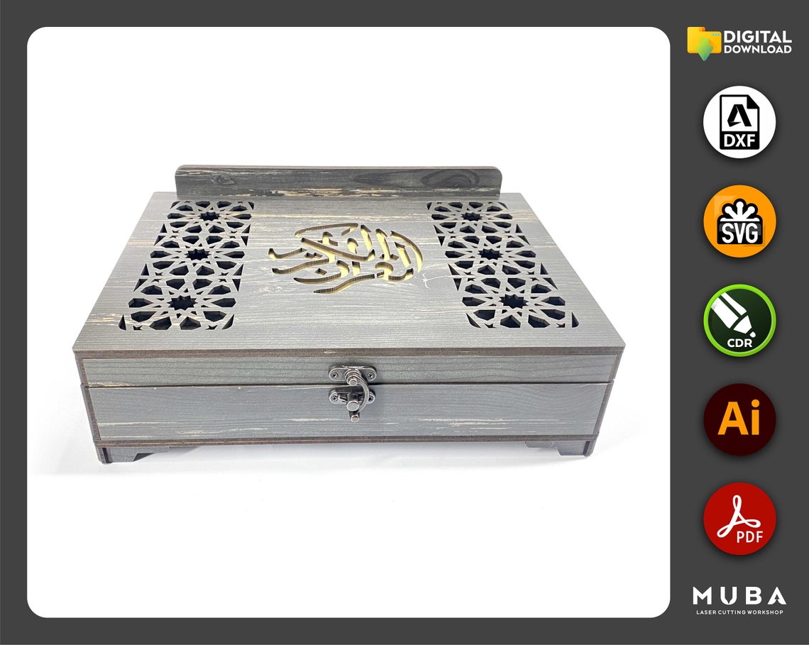 Laser Cut Quran Box Holder, Quran Stand, Quran Kerim, Book Stand ...
