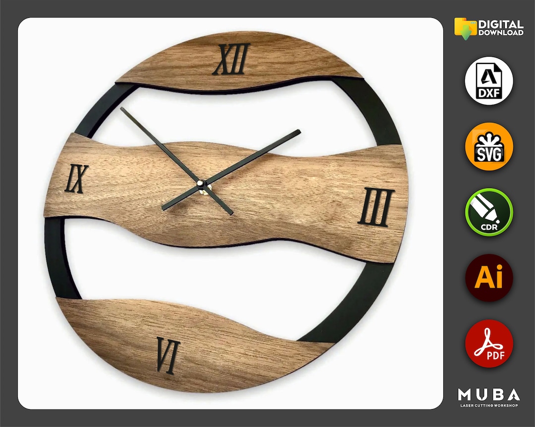 Wall Clock SVG, Watch Models, Wall Decor Clocks, SVG Files for Laser ...
