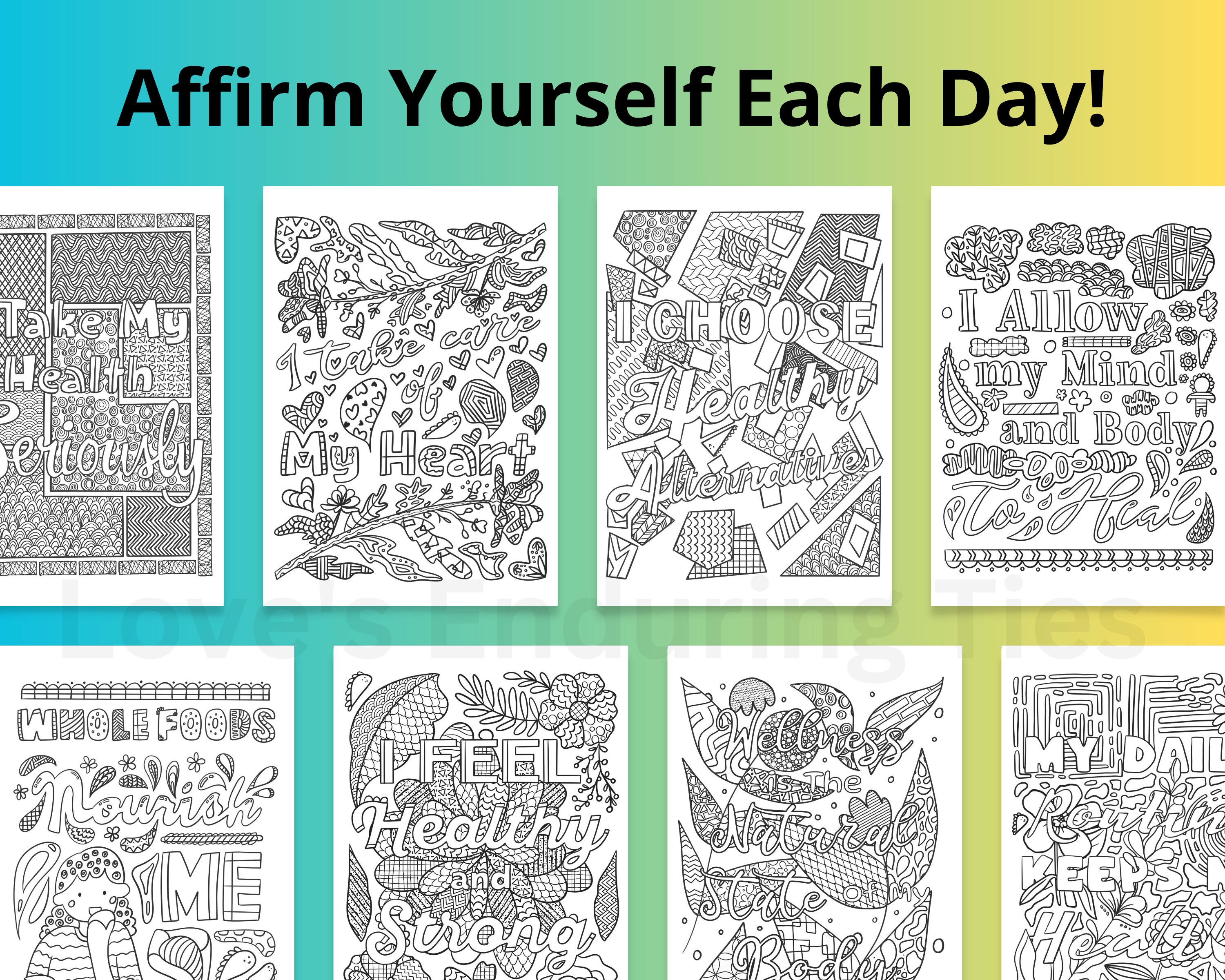 Healthy Affirmations Adult Coloring Book Instant Download - Etsy