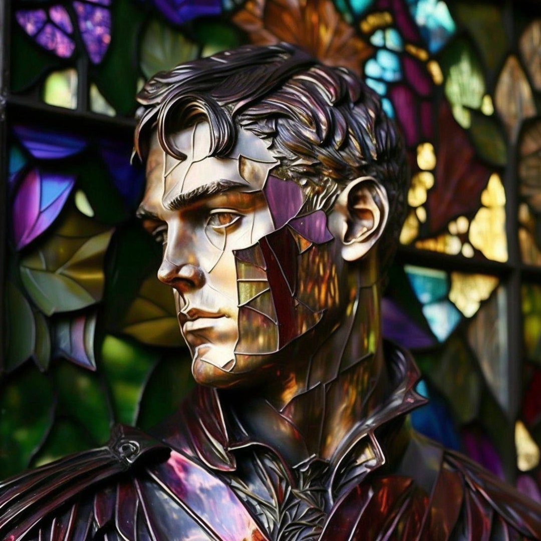 Stained Glass Man Portrait Download Dark Academia Download - Etsy