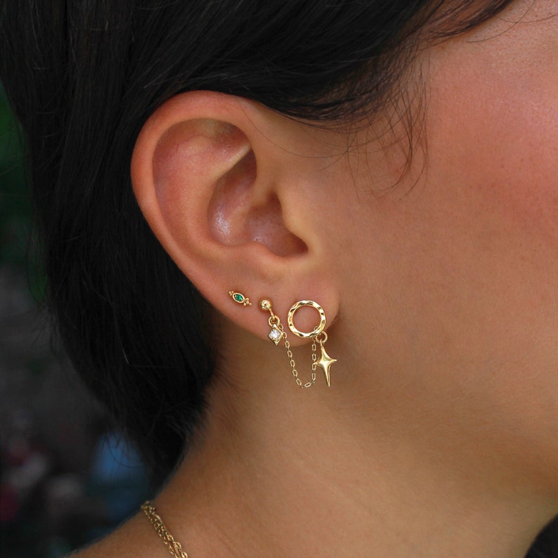 Falling Star Chain Earring Sets, 14k Gold Dipped Earrings, Multi ...