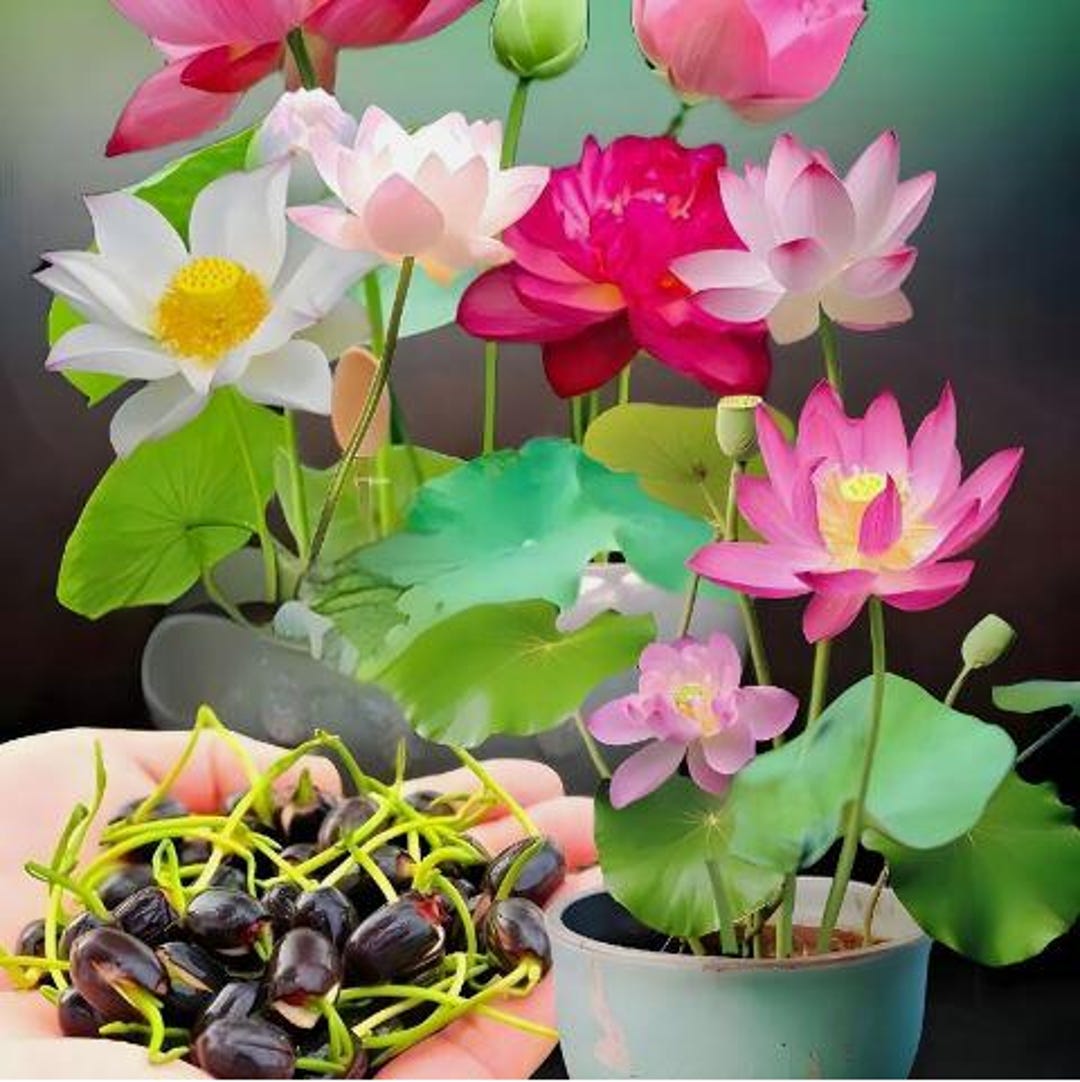 Rare Lotus Seeds Potted Lotus Flower Seeds Nelumbo Aquatic Plants Water ...