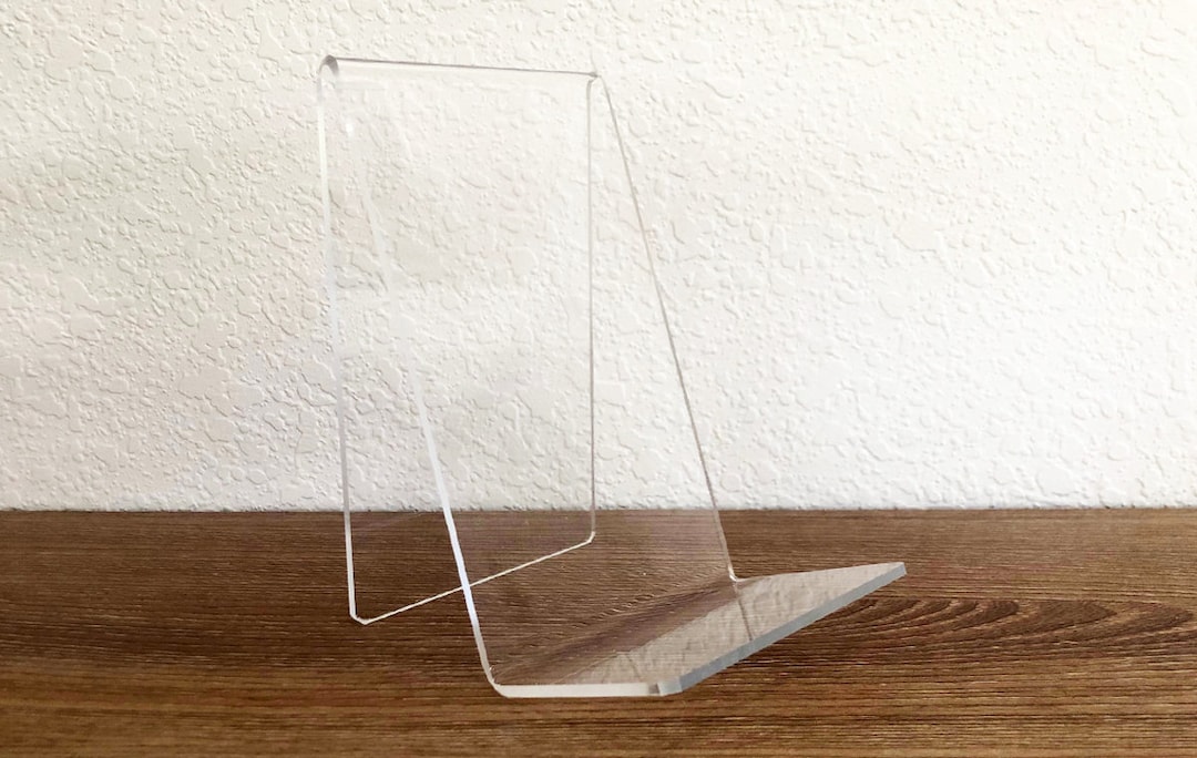 Clear Acrylic Book Stand – 4" Wide Display Easel for Small Books, Cards ...