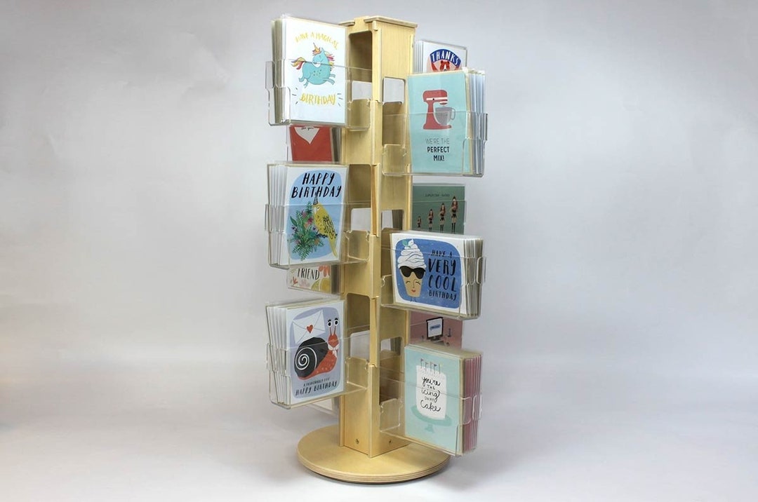 Rotating Countertop Card Rack 12 Clear Pockets for Postcards, Greeting ...
