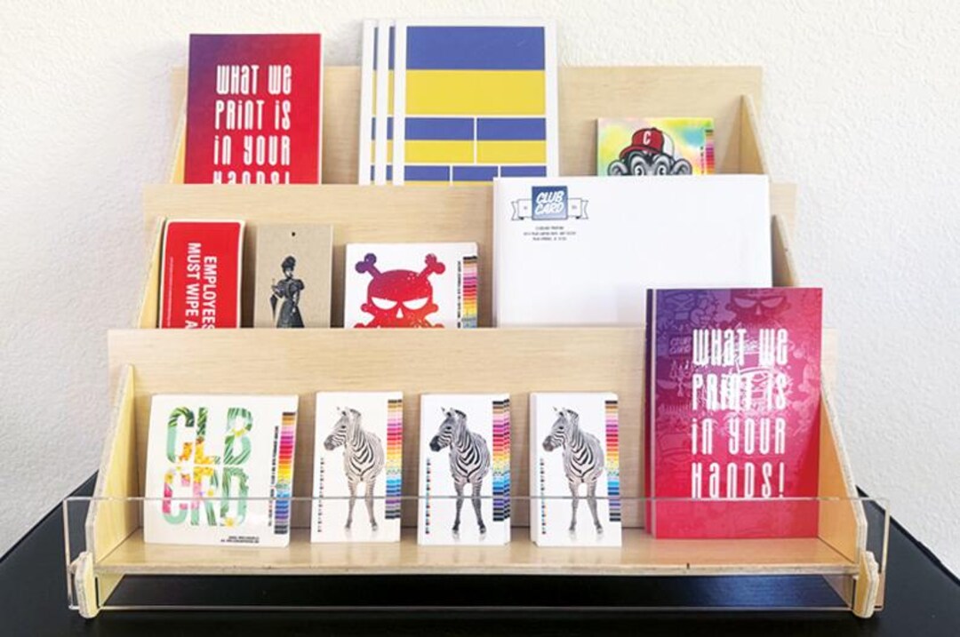 3-tier Birch Plywood Card Display Stand – 17" Wide Countertop Rack With ...