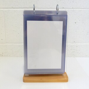 Flippable Menu Display Stand With Clear 5.7 X 8 Pockets | Wood Base ...