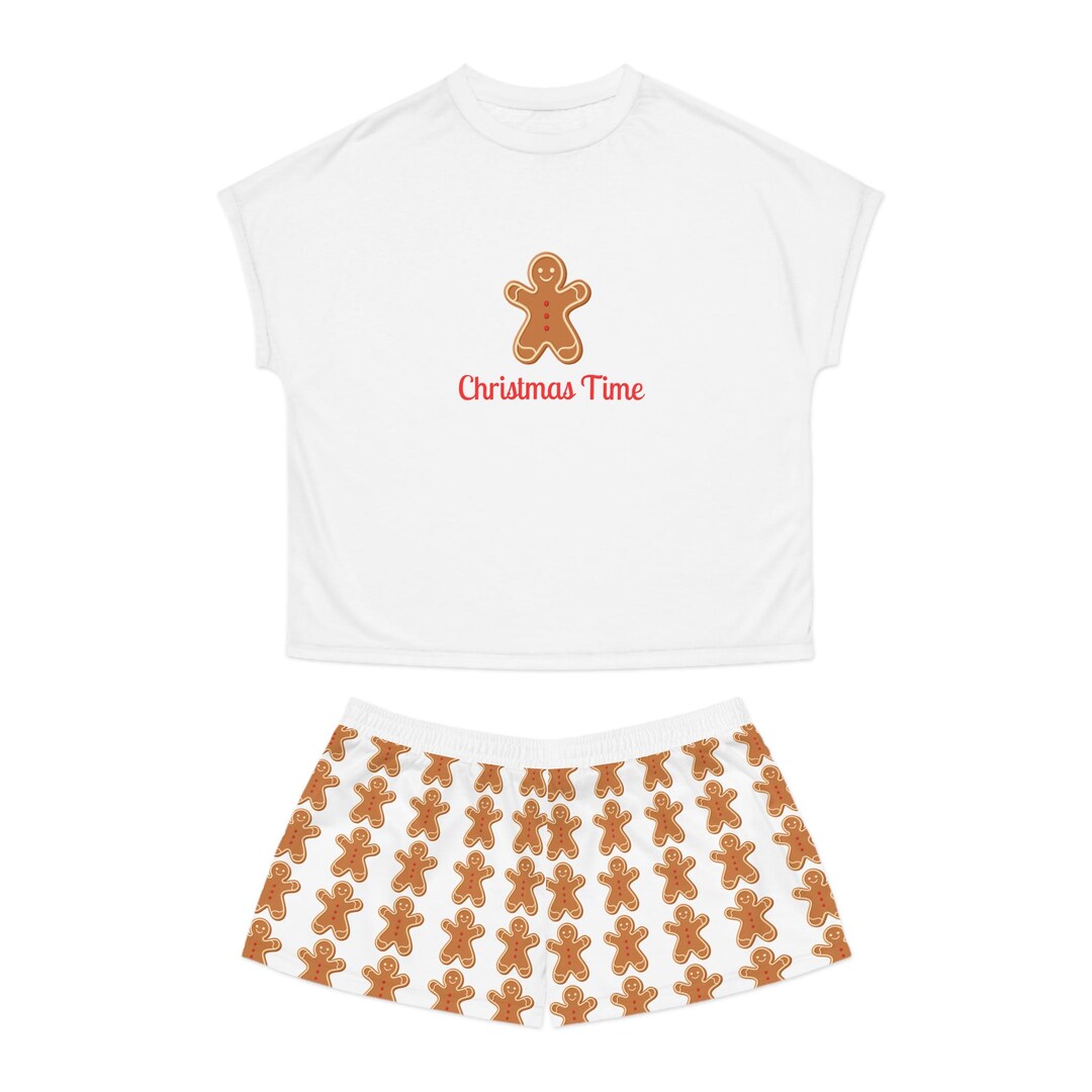 Christmas Gingerbread Man Holiday Women's Short Pjs Pajama Set - Etsy