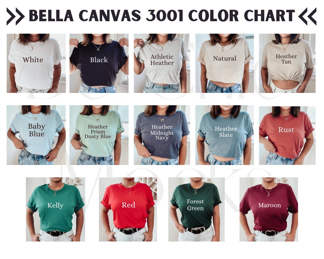 Bella Canvas 3001 Color Chart Bella Canvas 3001 Color Swatch - Etsy