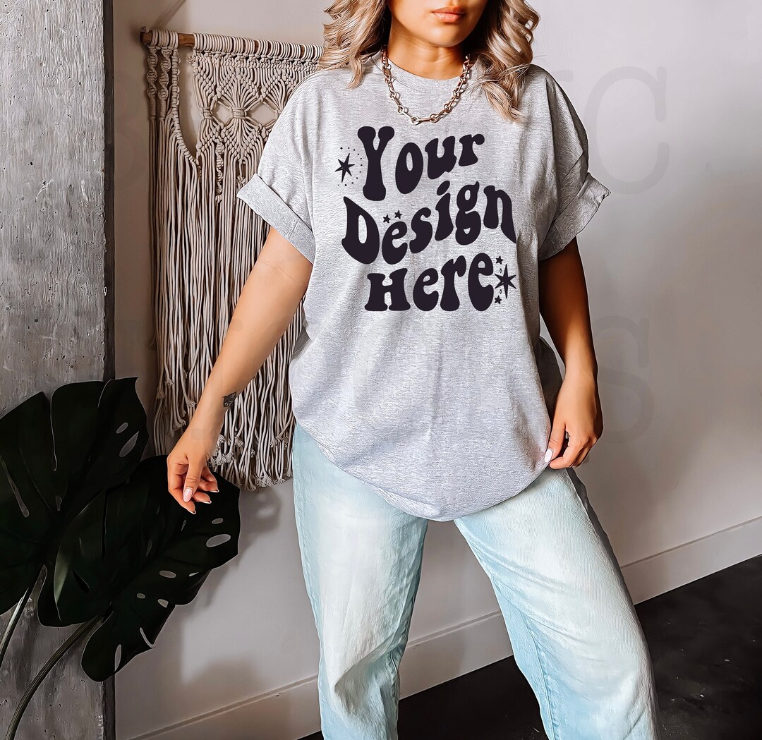 Gildan 5000 Mockup | Gildan Sport Grey Shirt Mockup | 5000 Boho Model ...