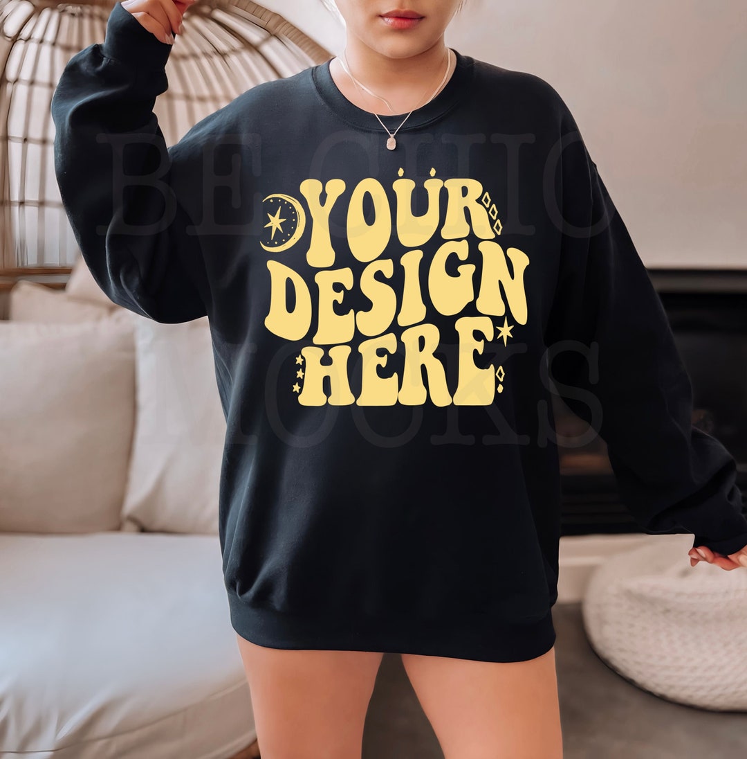 Gildan 18000 Mockup | Gildan Black Sweatshirt Mockup | 18000 Model ...
