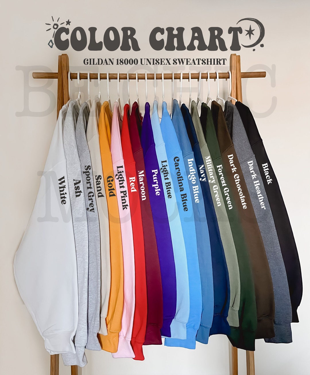 Gildan 18000 Color Chart | Gildan 18000 Color Swatch | Swatch Mockup ...