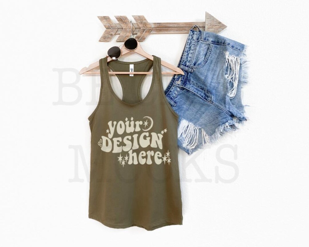 Next Level 1533 Tank Mockup | Military Green Racerback (digital ...