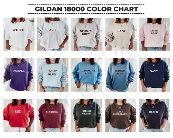 Gildan 18000 Color Chart Gildan 18000 Color Swatch Swatch | Etsy