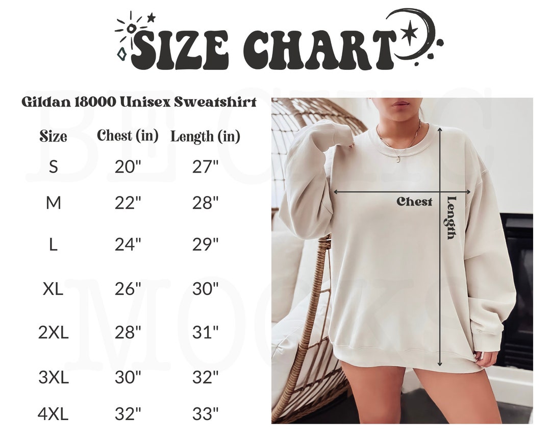 Gildan 18000 Model Size Chart | Gildan Sweatshirt Size Chart | Sand ...