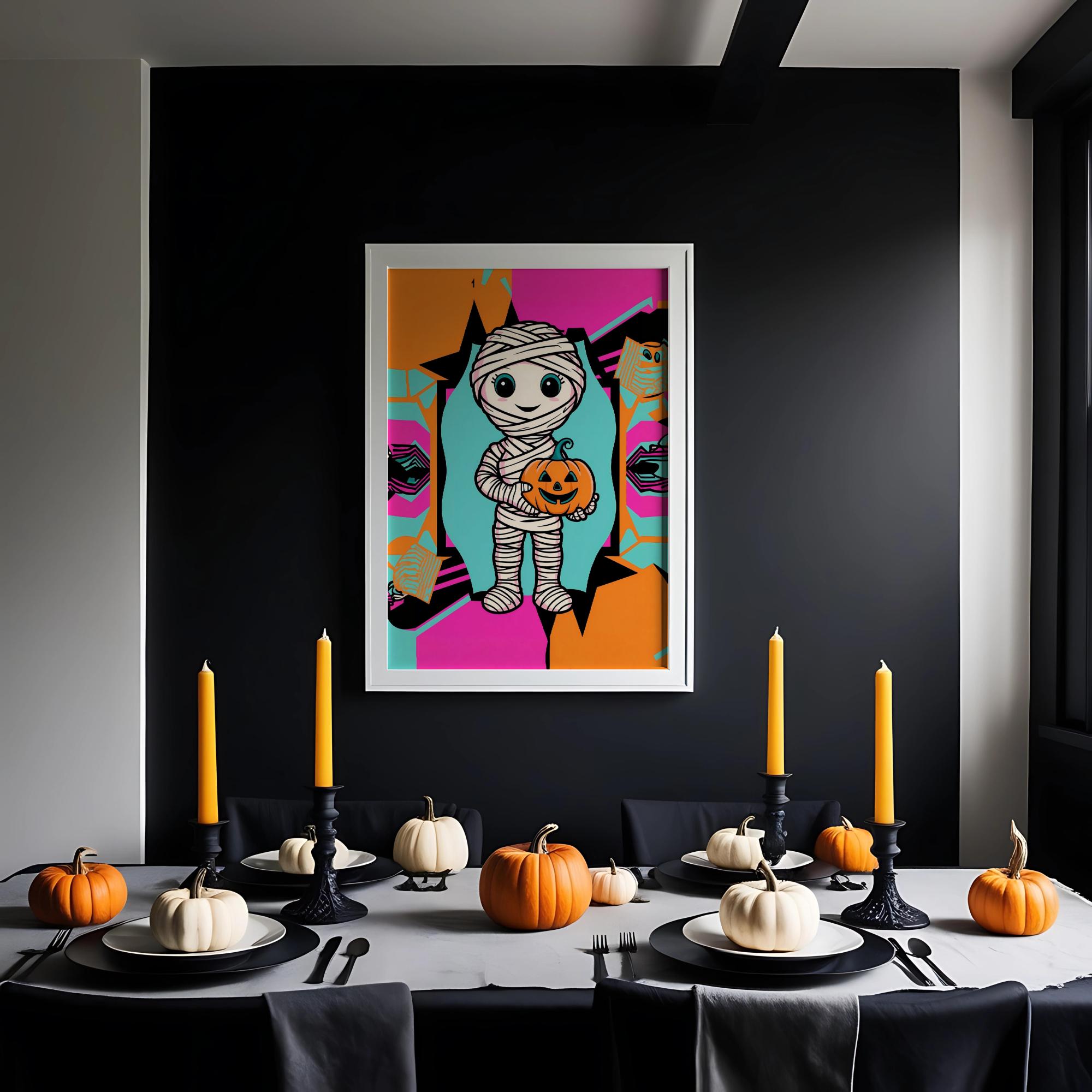 Adorable Mummy Halloween Printable Wall Art Fun and Colorful Design ...