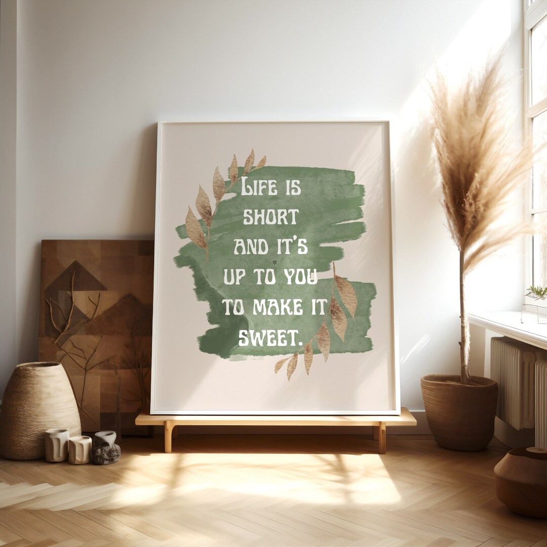 Life is Short Quote Bohemian Printable Wall Art, Boho Chic Home Wall ...
