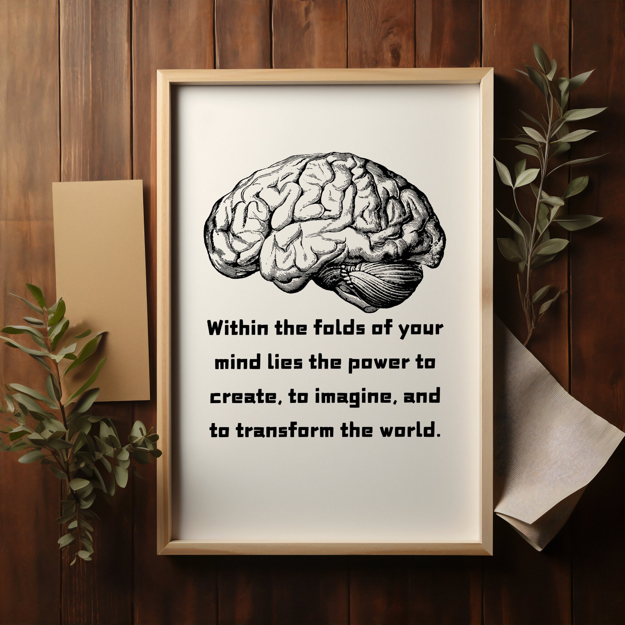 Brain Art With Quote, Inspiring Printable Wall Decor, Empowering Office ...