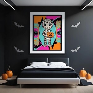 Adorable Mummy Halloween Printable Wall Art Fun and Colorful Design ...
