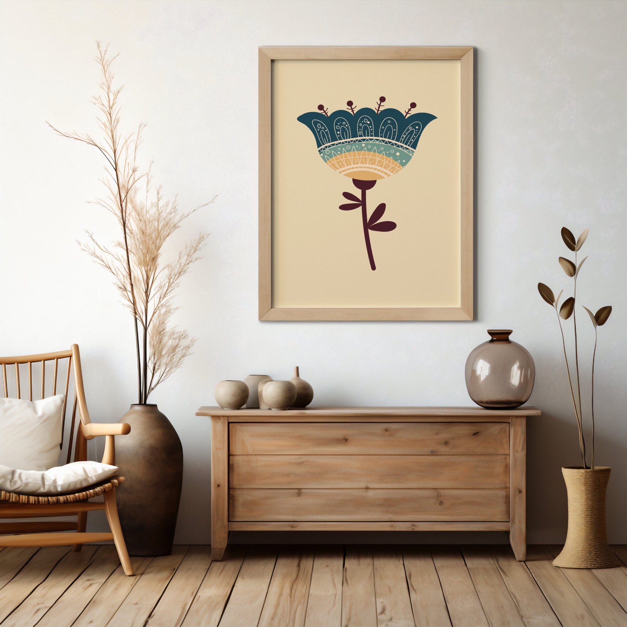 Set of 3 Boho Floral Prints, Printable Wall Decor, Ideal for Gallery ...