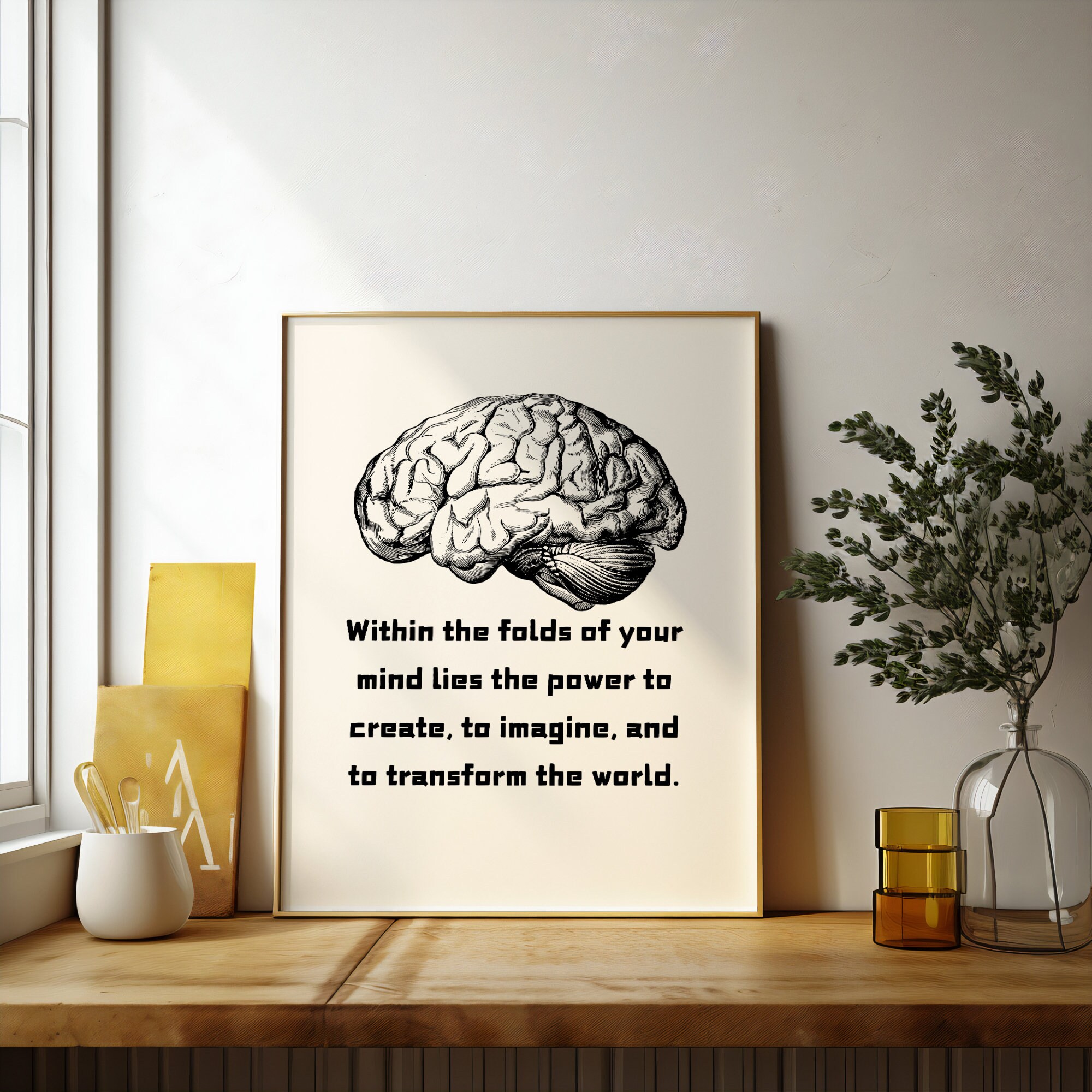 Brain Art With Quote, Inspiring Printable Wall Decor, Empowering Office ...