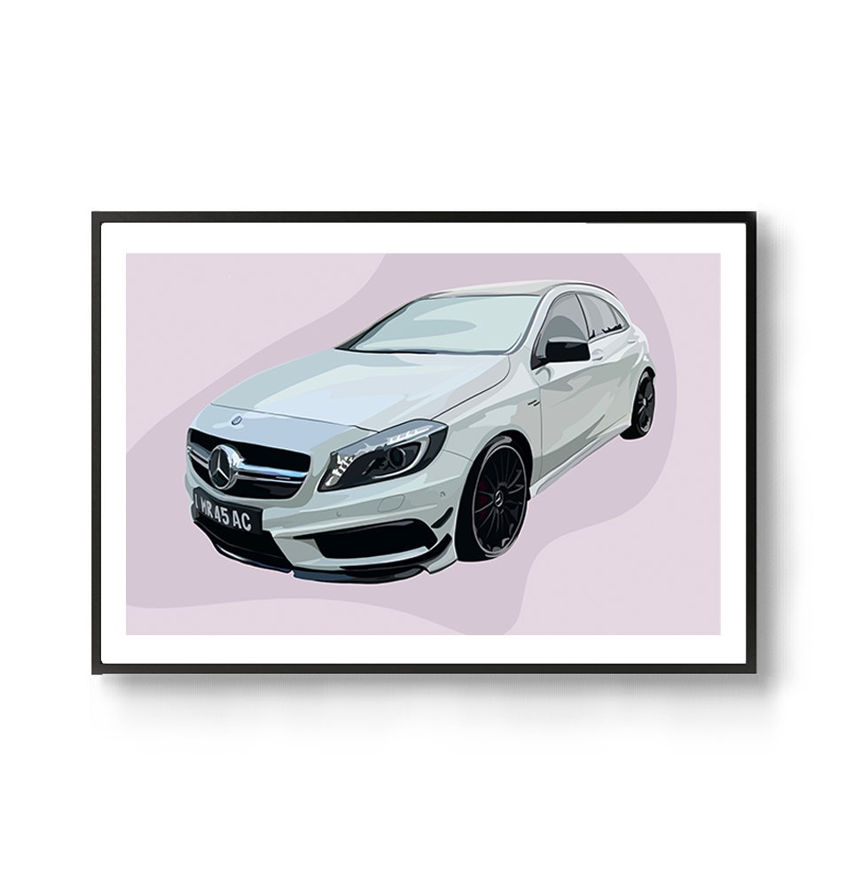 Custom Car Art Car Portrait, Drawing From Photo, Digital Print, Cartoon ...