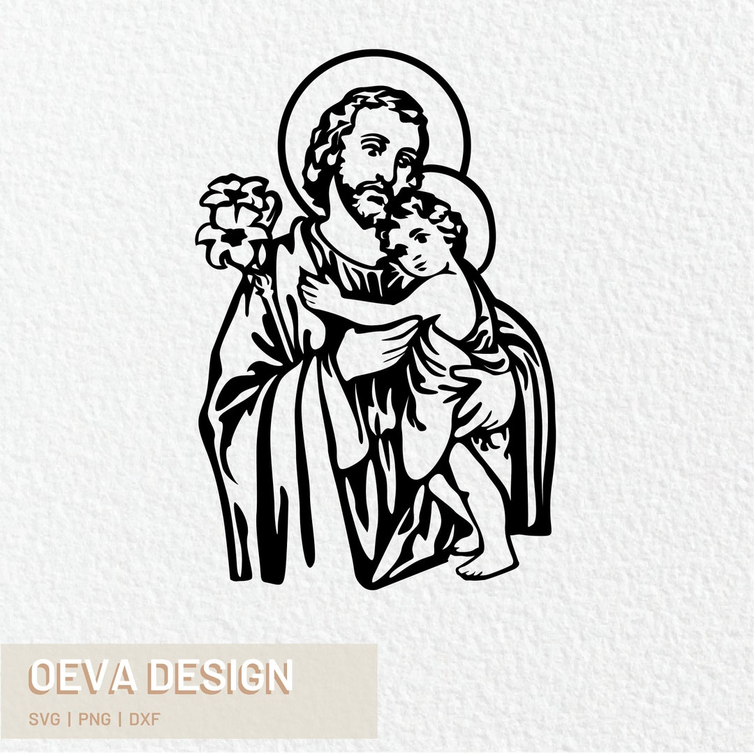 Joseph Holding Baby Jesus SVG: Religious Christian Cut File (digital ...