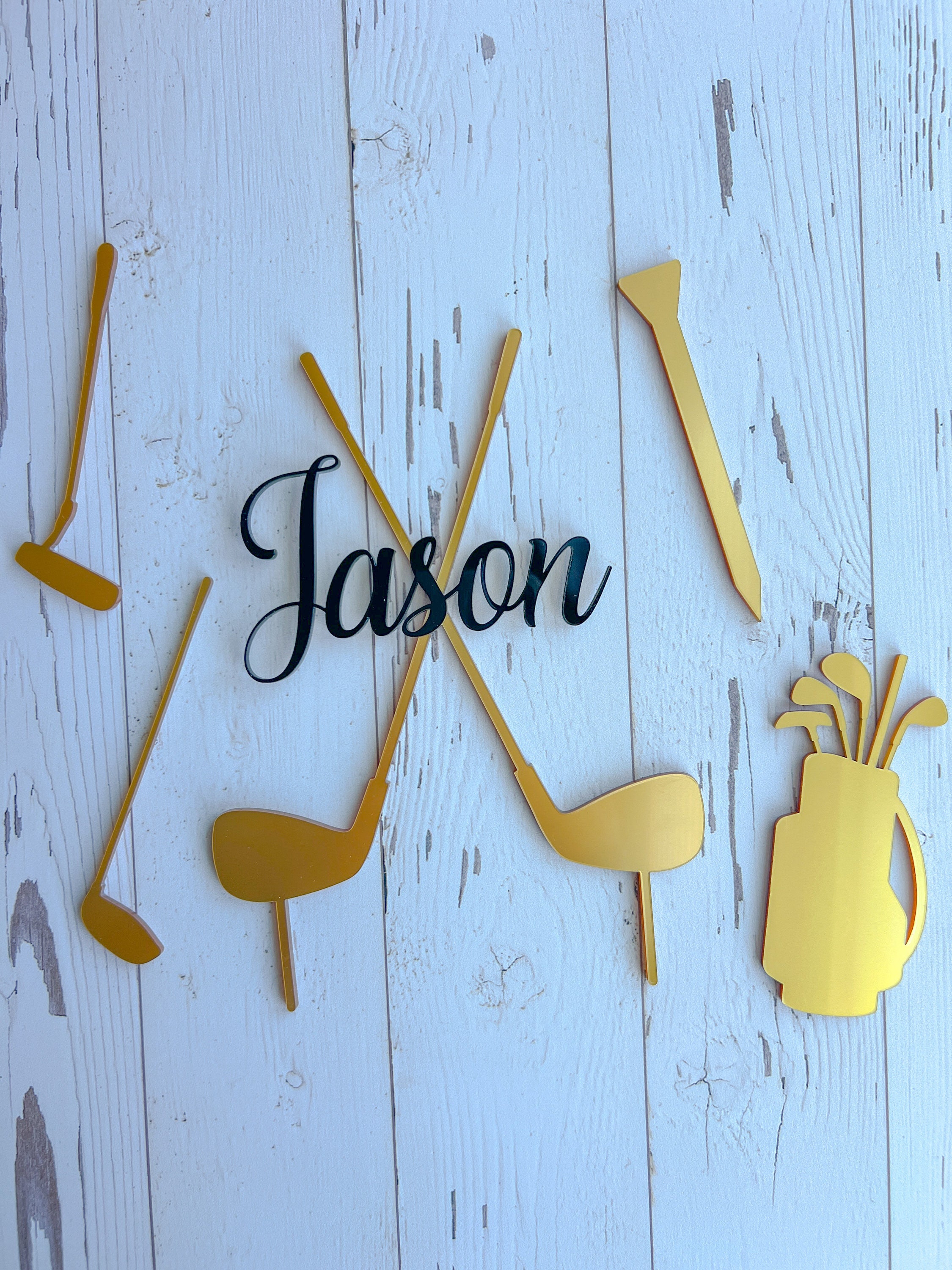 Golf Theme Cake Topper Acrylic Set, Acrylic Cake Toppers, Personalized ...
