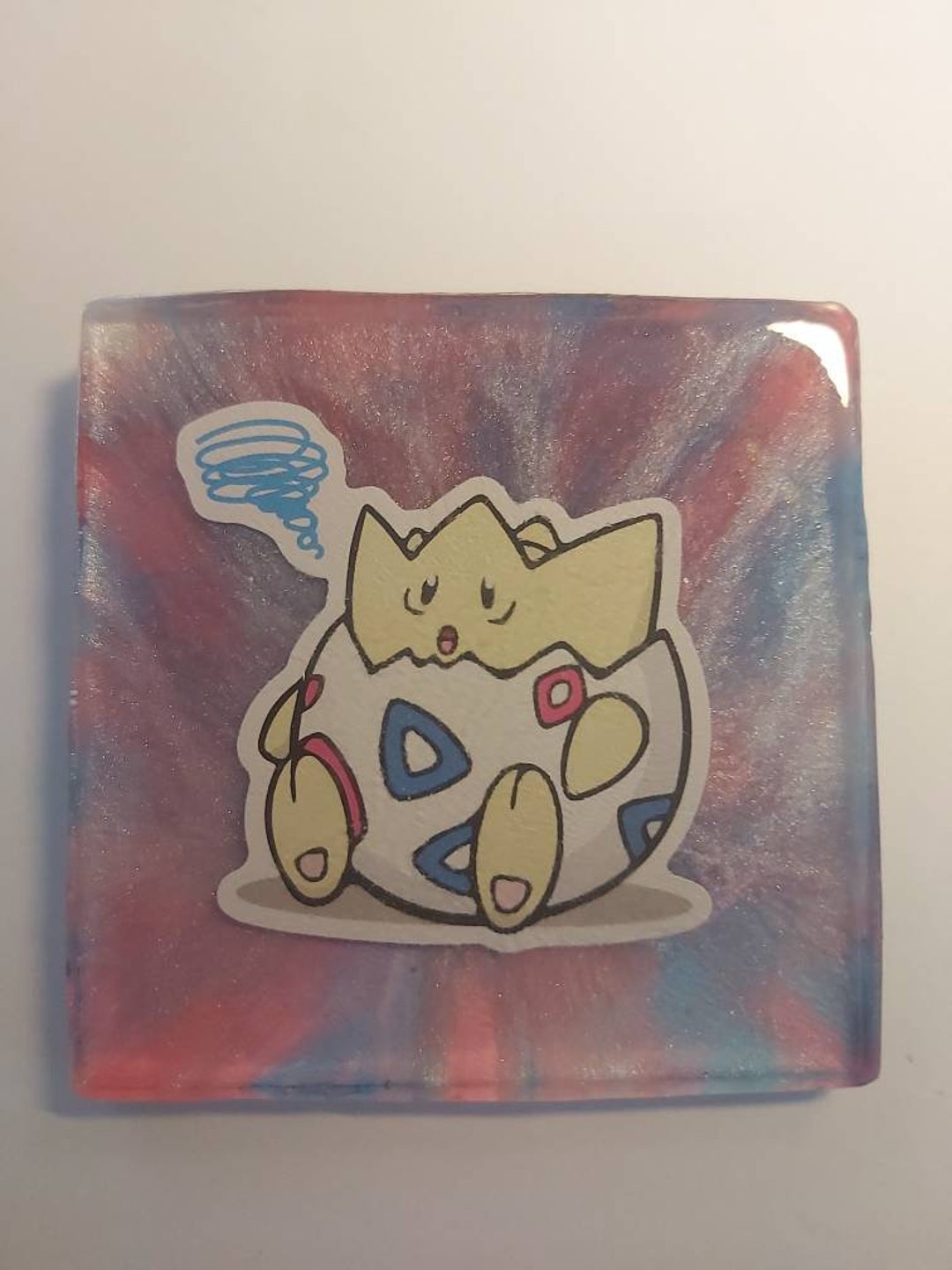 Togepi Fairy Type Baby Pokemon Go Hand Made Resin Coaster Pink Blue ...
