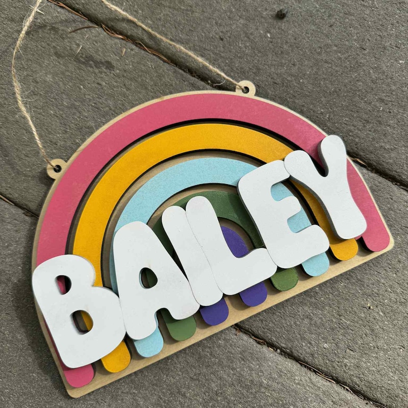 Rainbow Name Sign - Etsy